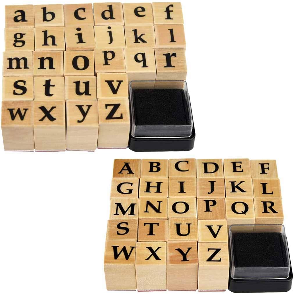 Amazon.com: Block Alphabet & Numbers Wood Stamp Set by Recollections ...