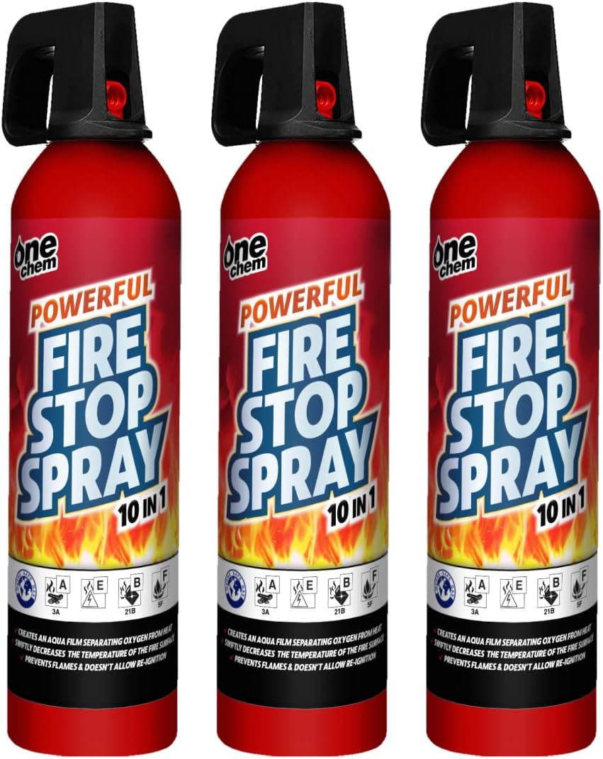 One Chem - 3 x 750g Fire Stop Spray - For Home, Kitchen, Car, Caravan ...