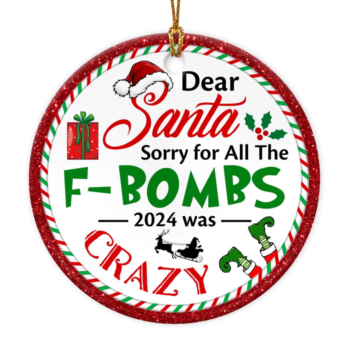 Amazon.com: VeryHomy Funny Christmas Ornaments 2024 | Dear Santa Sorry ...