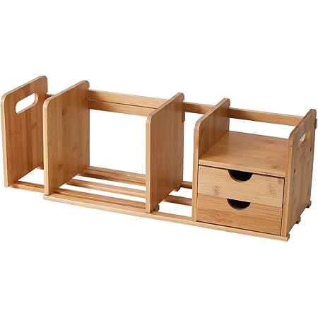 HOKIPO Bamboo Expandable Bookshelf Storage Rack Stand Bookcase : Amazon ...
