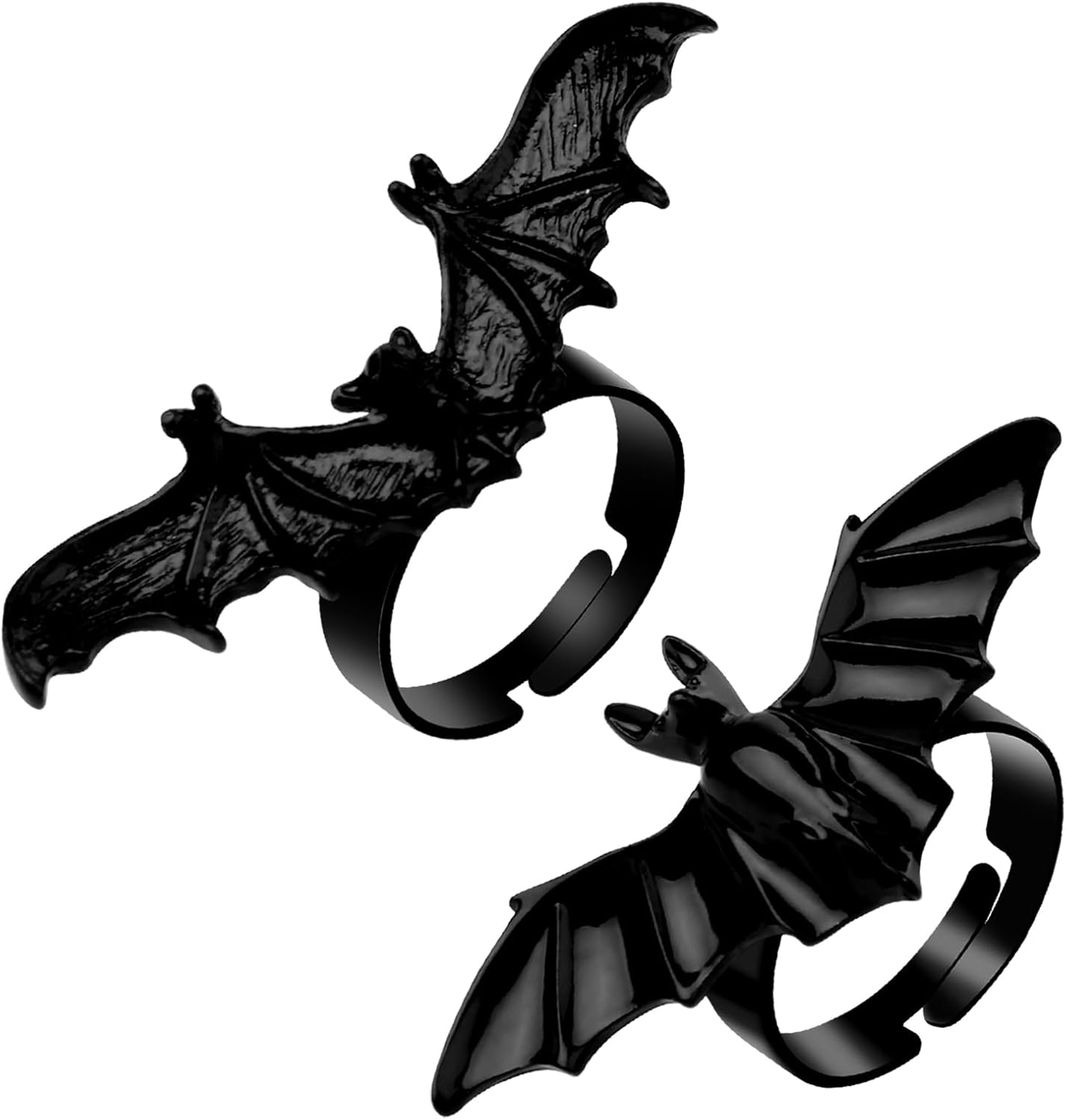 Amazon.com: 2 Pcs Bat Rings for Men Women Adjustable Black Cool Punk ...