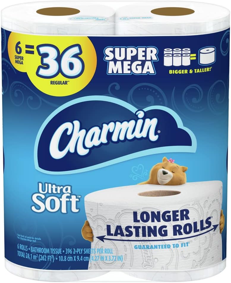 Amazon.com: Charmin Ultra Soft Toilet Paper, 6 Super Mega Rolls = 36 Regular Rolls : Everything Else