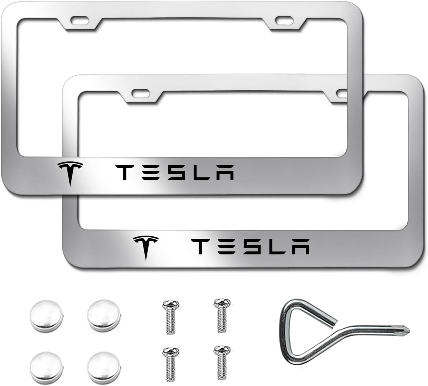 Amazon.com: 2 Pack Chrome License Plate Frames for Tesla Owners ...