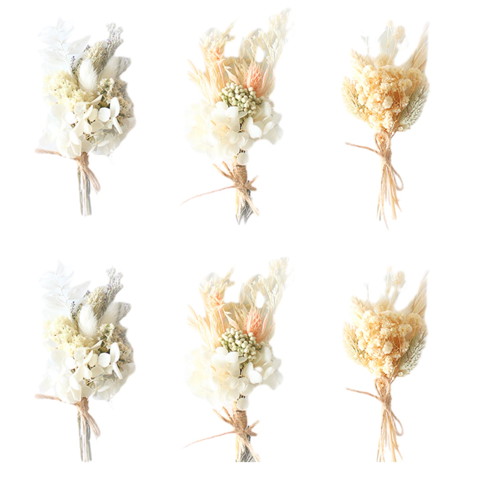 6 Pcs Mini Dried Flowers Bouquet,Hydrangea Bunny Tails Mixed Natural ...