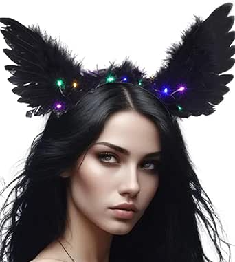 Amazon.com: Haomye Light Up Angel Wing Headband Led Halloween Headbands ...