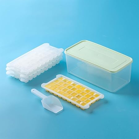 Amazon.com: Ice Cube Trays Bin with Lid Scoop - Silicone Stackable Ice ...
