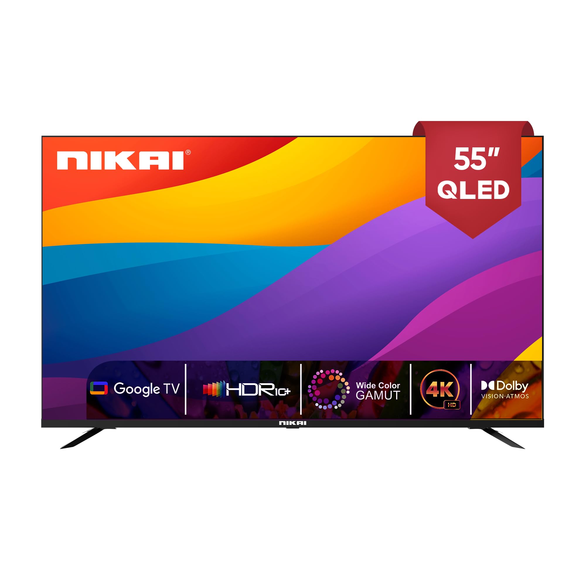 Nikai 55 Inch 4K QLED Ultra HD Smart Google TV, Hands-Free Voice Control, Game Master, Dolby ...