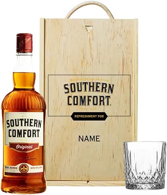Personalised Southern Comfort Whiskey 70cl in Wooden Box with Glass ...