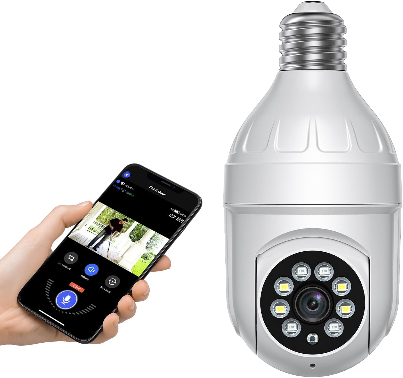 Amazon.com : HubFlashy 1080P Light Bulb Security Camera with Motion ...