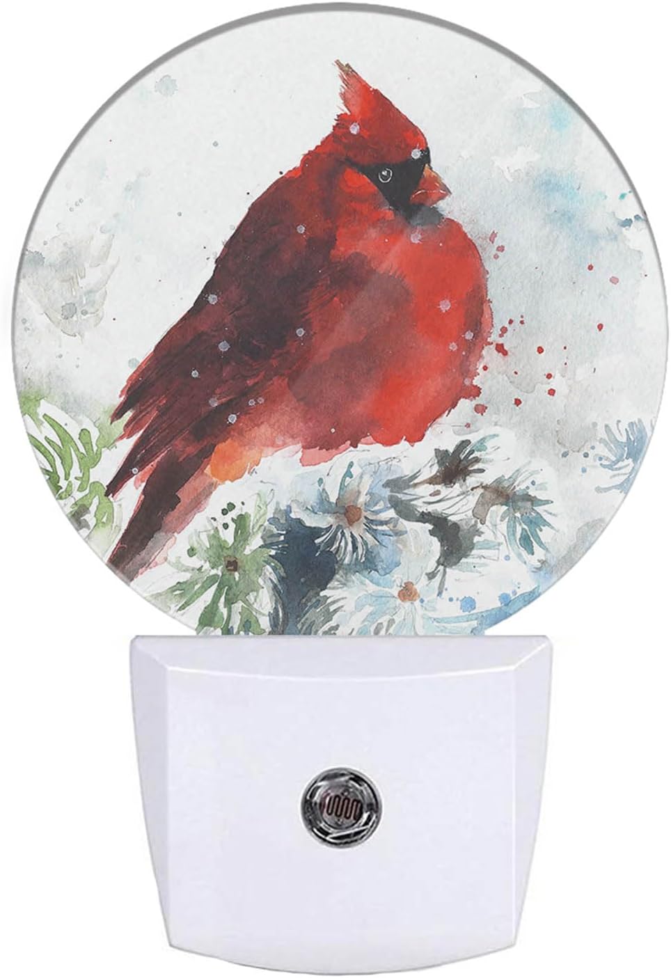 VOUWOWOX Cardinal Stained Glass Night Light Orange and Pink Flowers ...