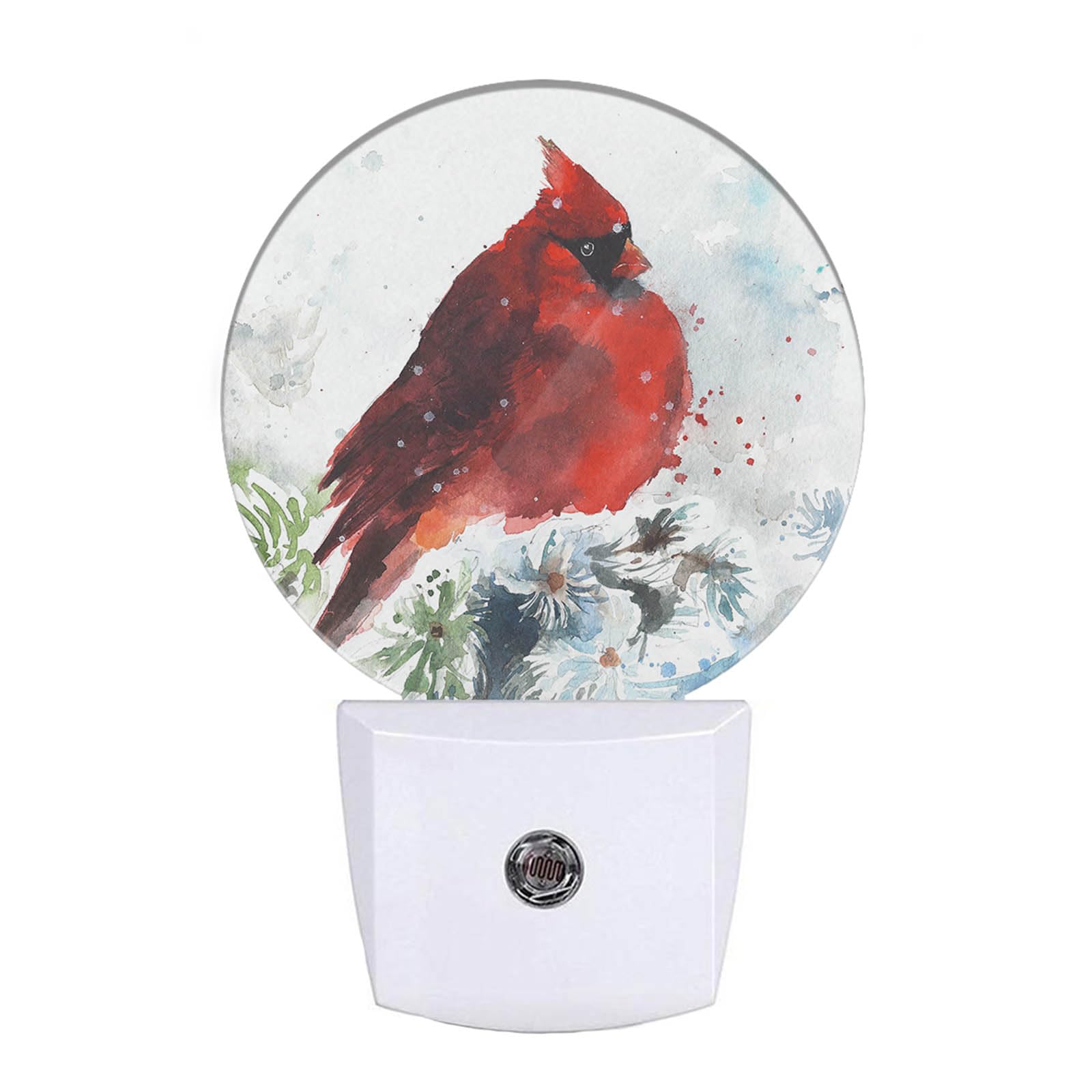 EKOBLA Watercolor Cardinal Night Light Winter Snow Red Bird on Branch ...