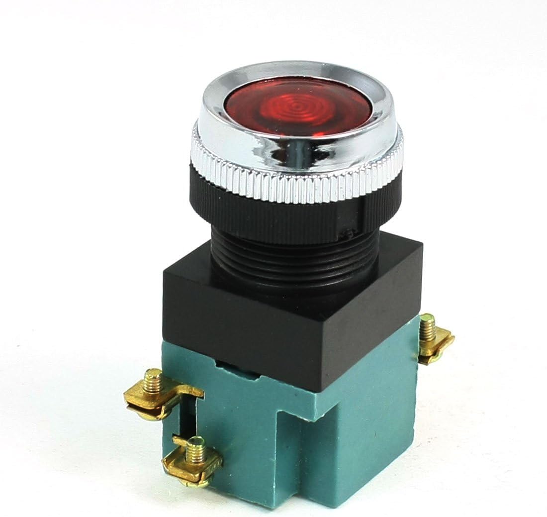 Uxcell AC 380V 5 Amp SPDT Momentary Contact Round Red Push Button ...