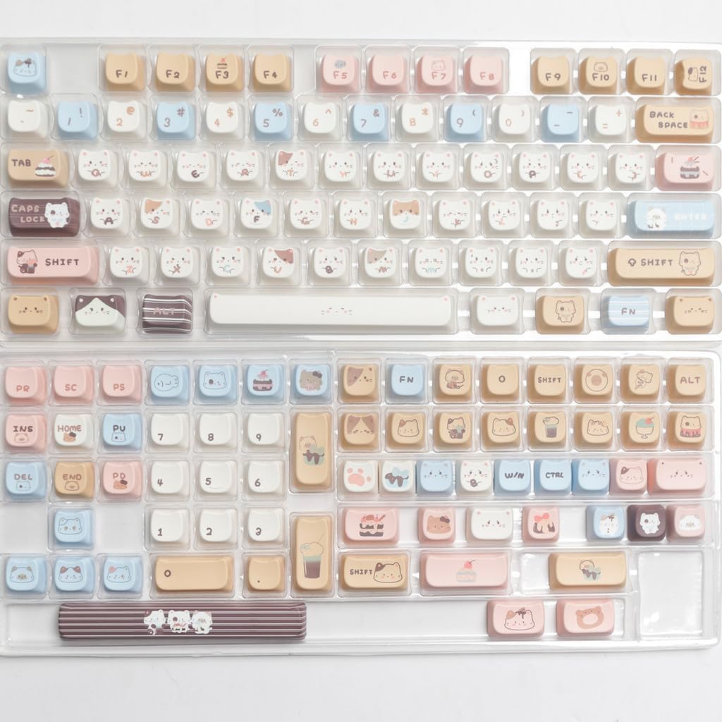 Amazon.com: ILYCHEEGAMI PBT Cute Cartoon Animals MOA XDA Round keycaps ...