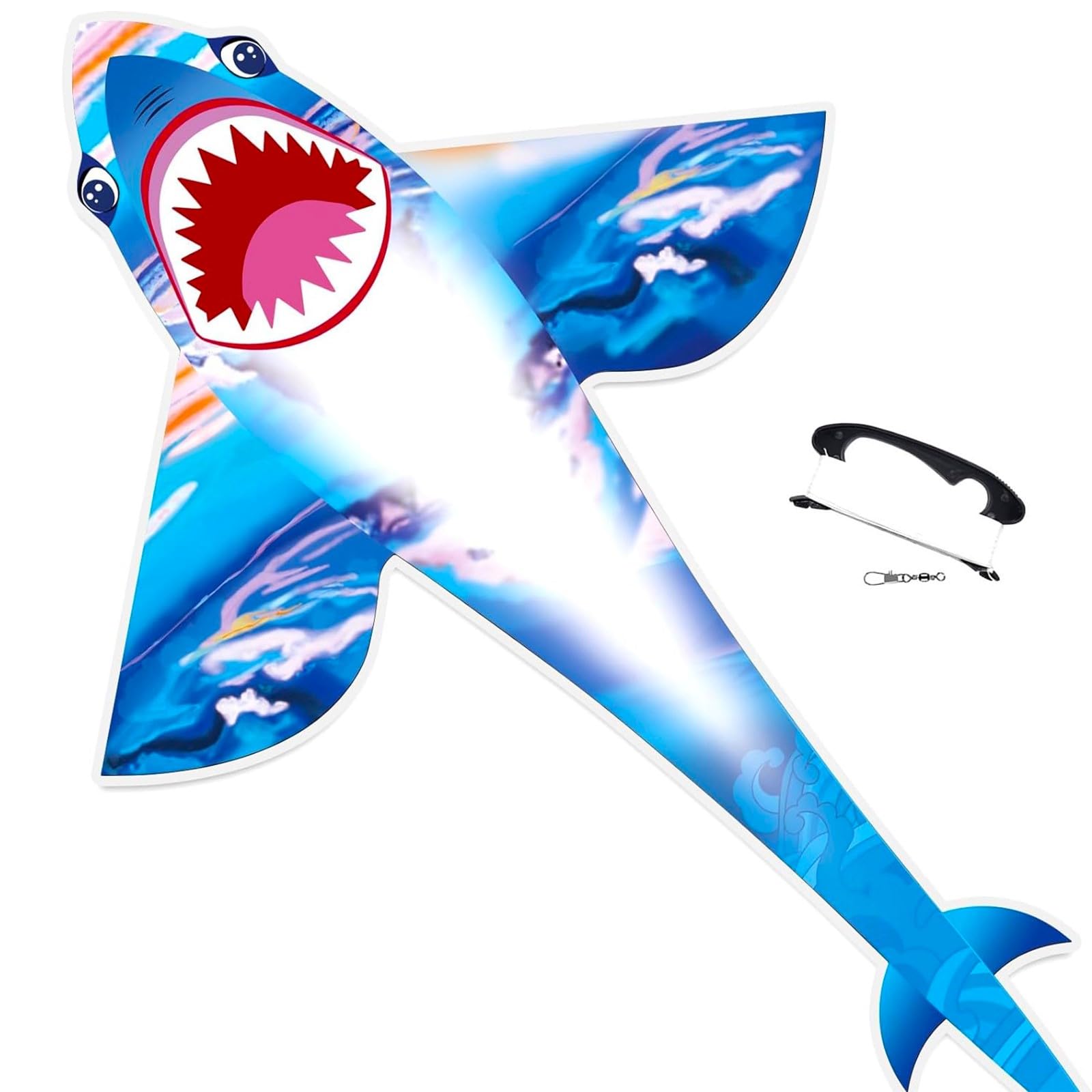 Amazon.com: Flying Hoofer Large Shark Kite for Kids and Adults - Easy ...
