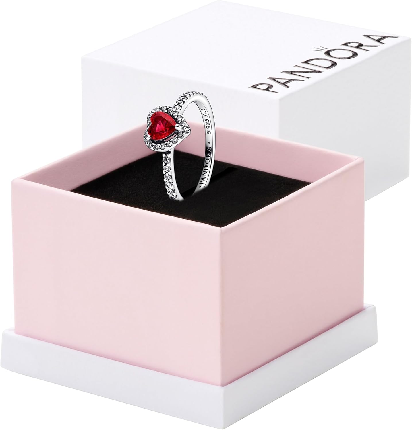 Amazon.com: PANDORA Elevated Red Heart Ring - Sterling Silver Ring for ...