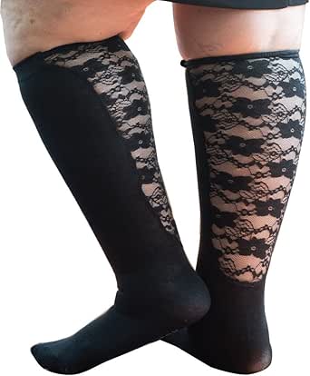 Amazon.com: Xpandasox Women's Plus Size/Wide Calf Cotton Blend Solid ...