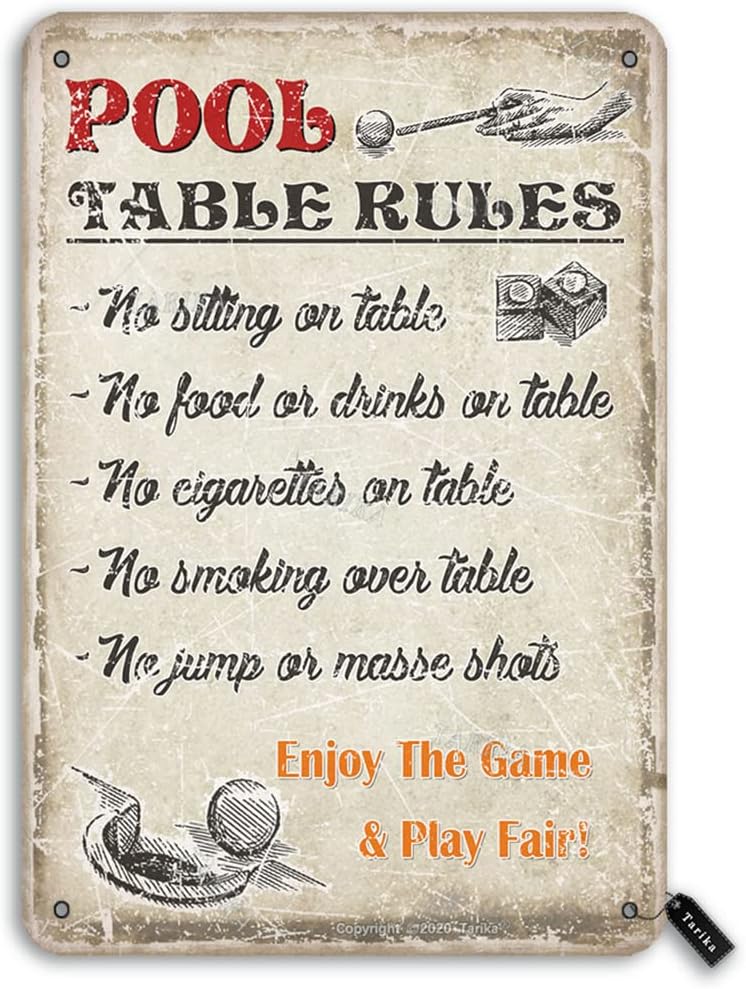 Amazon.com : Pool Table Rules Billiards 8X12 Inch Vintage Look Iron ...