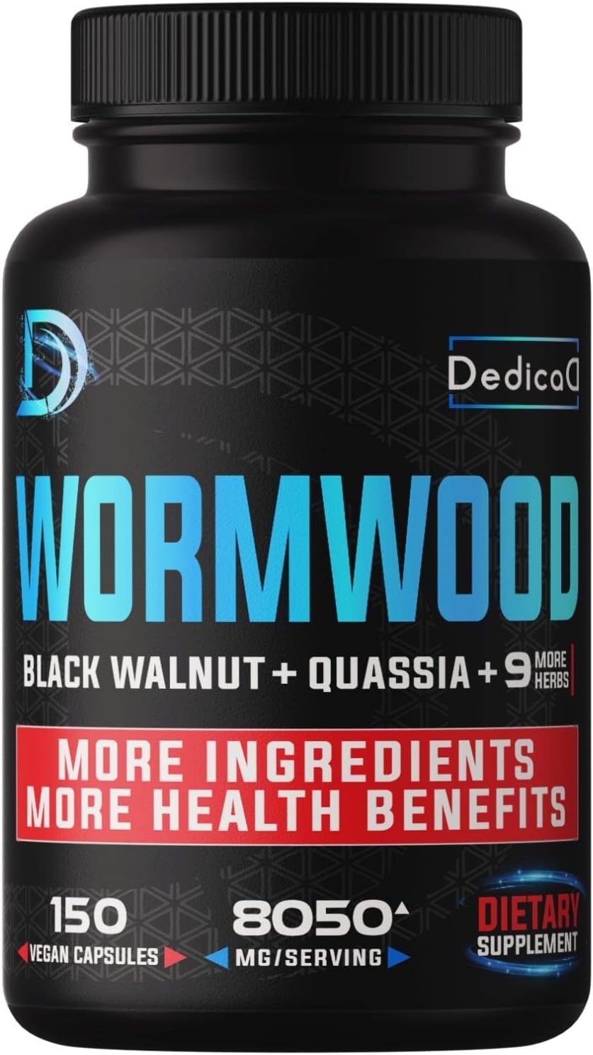 Wormwood Extract 8050mg - 150 Capsules for 5 Months - Added Black ...