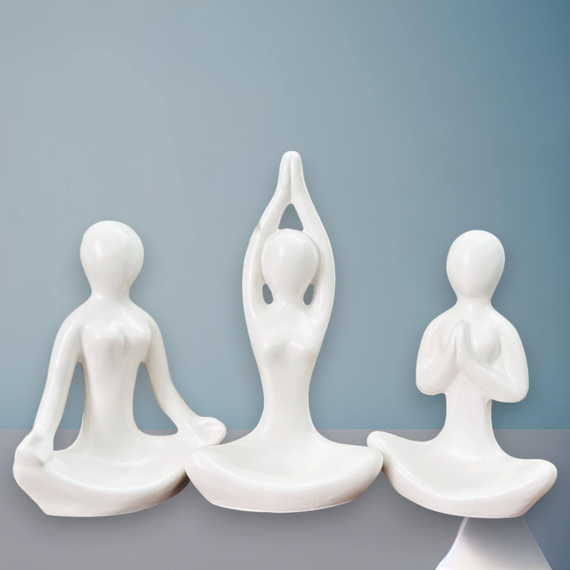 Buy URBAN SENSE Yoga Girl Statue | Set Of 3 | Minimalist Ceramic ...