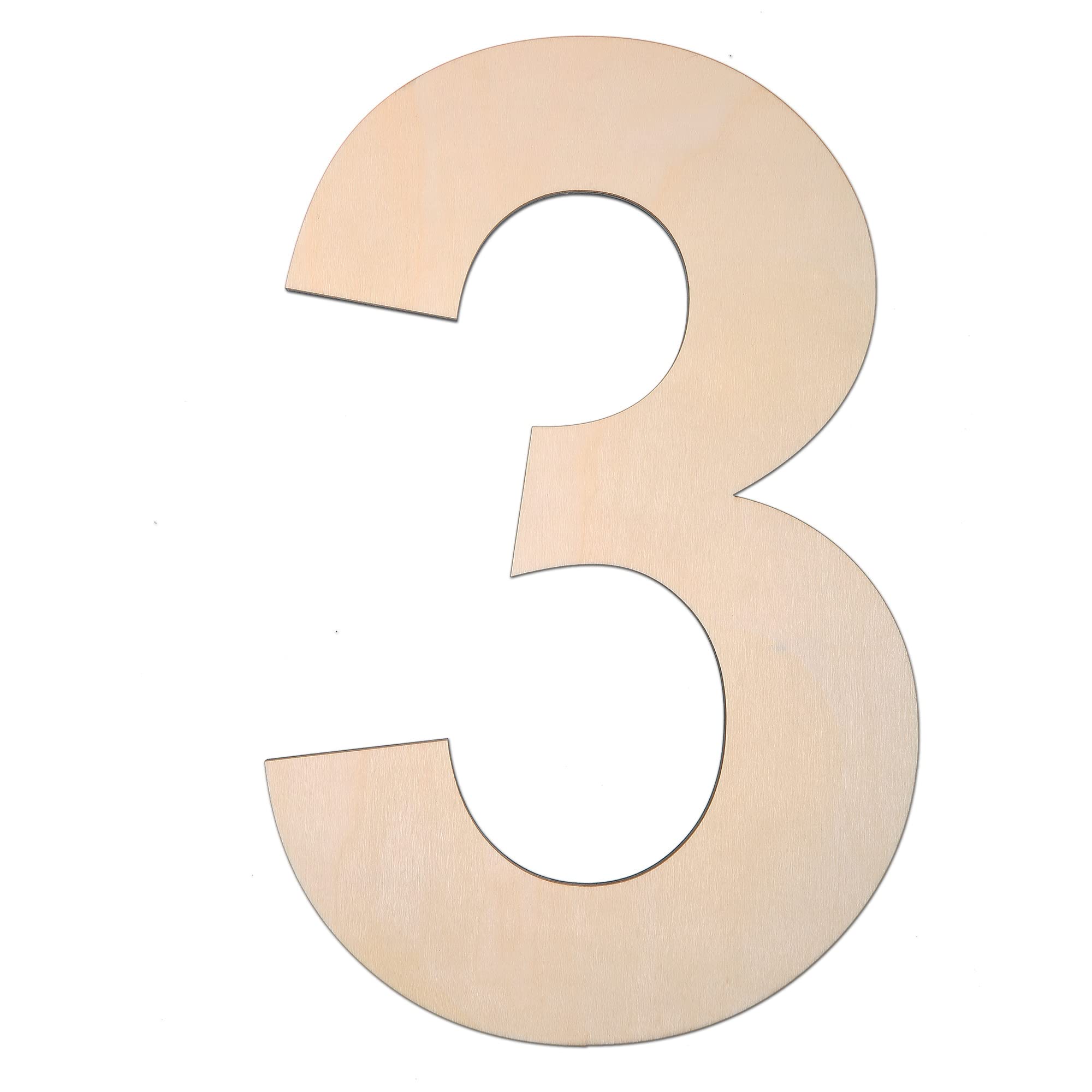 Amazon.com: 12 Inch Wooden Number 3, 1/4 Inch Thick Large Unfinished ...
