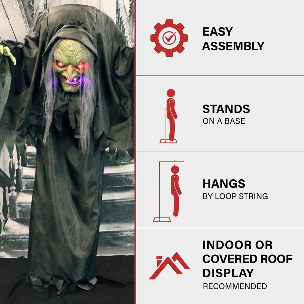 Haunted Hill Farm Gray Animatronic Talking Hunchback Witch with ...