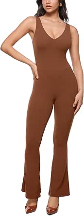 Amazon.com: INLYRIC Women's Natrelax V Neck Jumpsuit - Backless Yoga ...