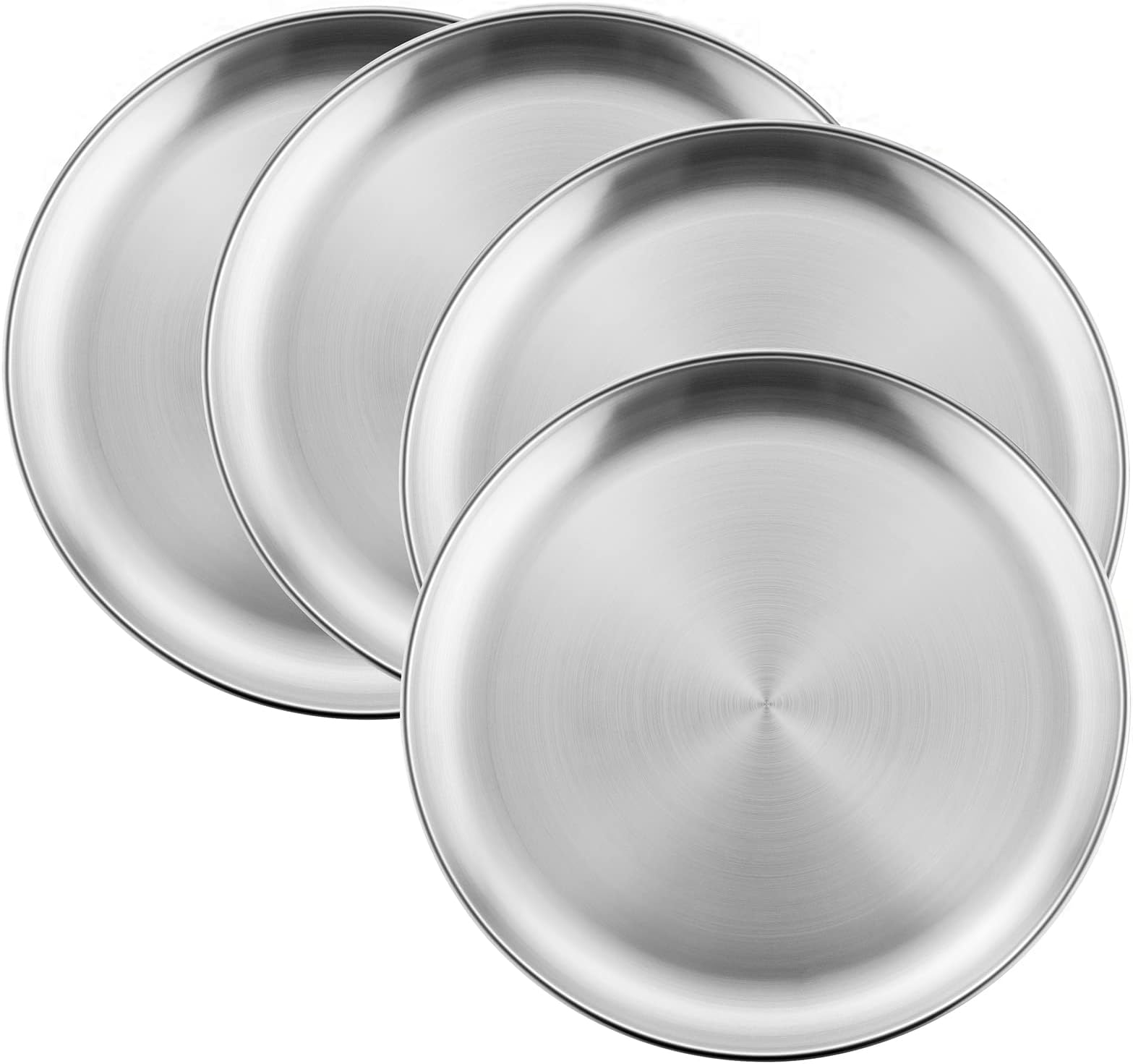 Sumerflos 304 Stainless Steel Dinner Plate, 9" Double-Layer Round ...