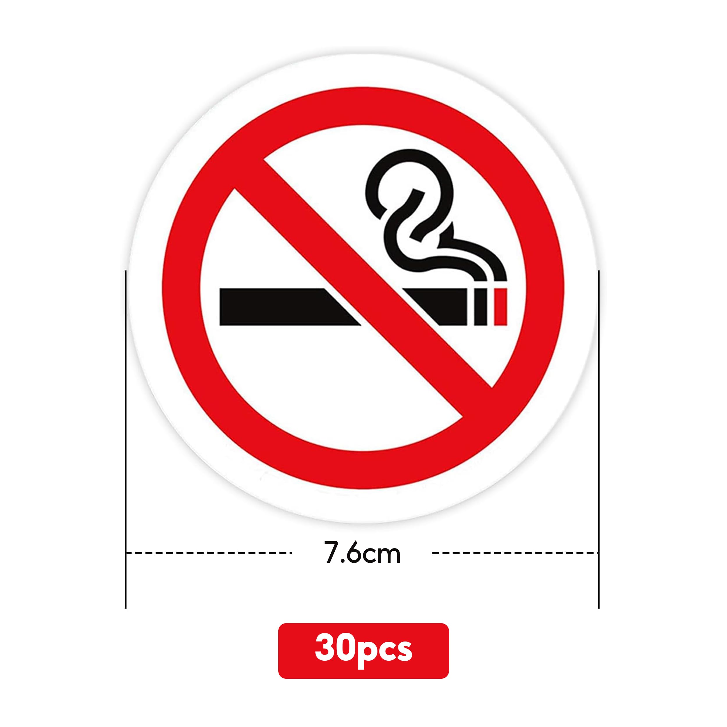 Smoking Prohibited Stickers, Pack of 30 Smoking Prohibited Sign ...