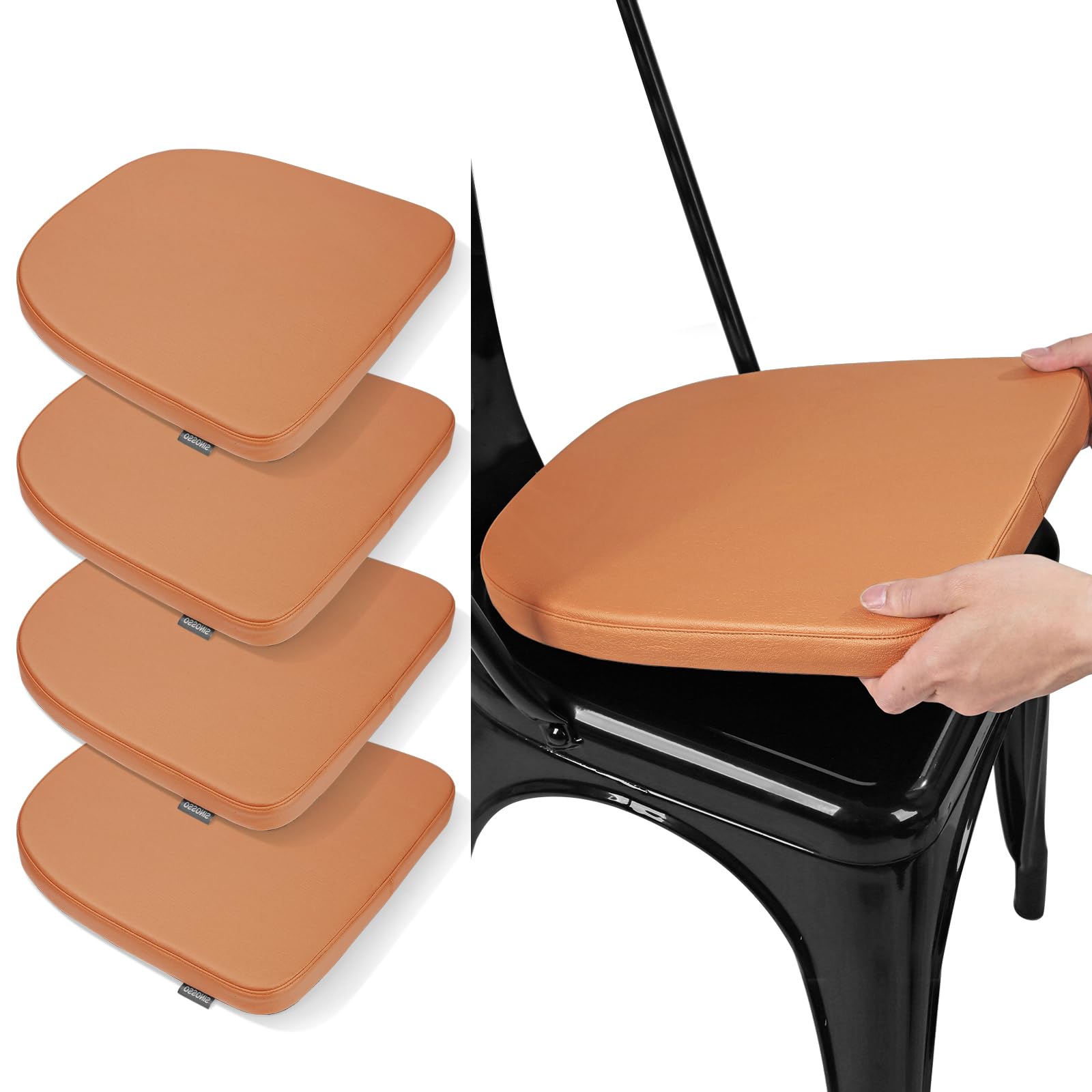 Amazon.com: SINOSSO Modern Faux Leather 14" Metal Chair Cushions Set of ...