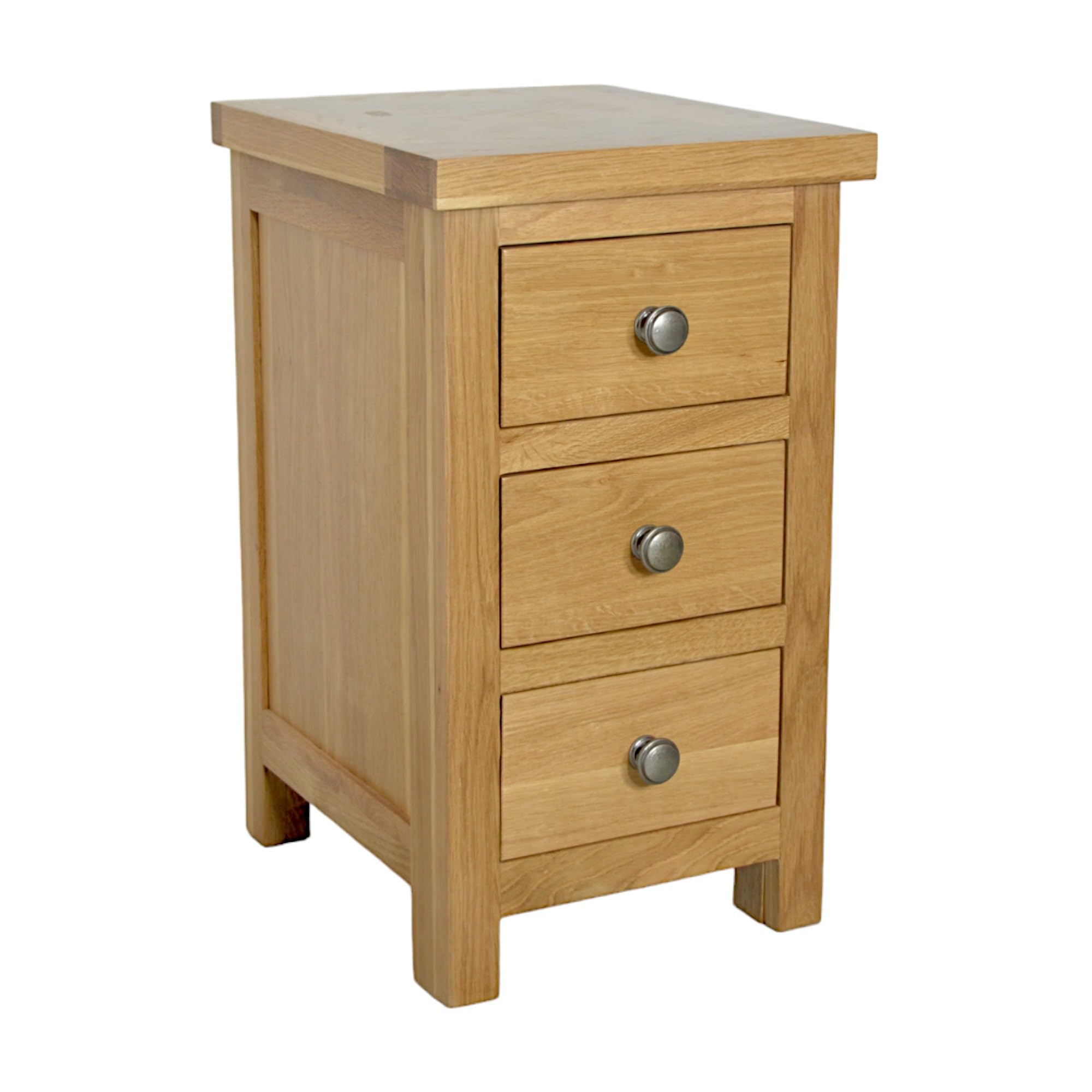 GROFurniture Solid Oak Bedside Table, 3 Drawer Slim Bedside, Oak ...
