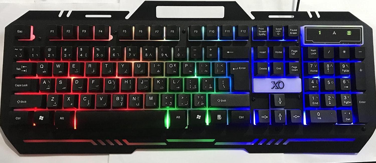 XO X-20 USB Wired RGB LED Lighted KEYS Gamming Metal Keyboard For ...