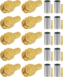 Amazon.com: POBADY 10 PCS RP SMA Connectors RP SMA Male Crimp Connector for RG58 RG142 RG400 ...