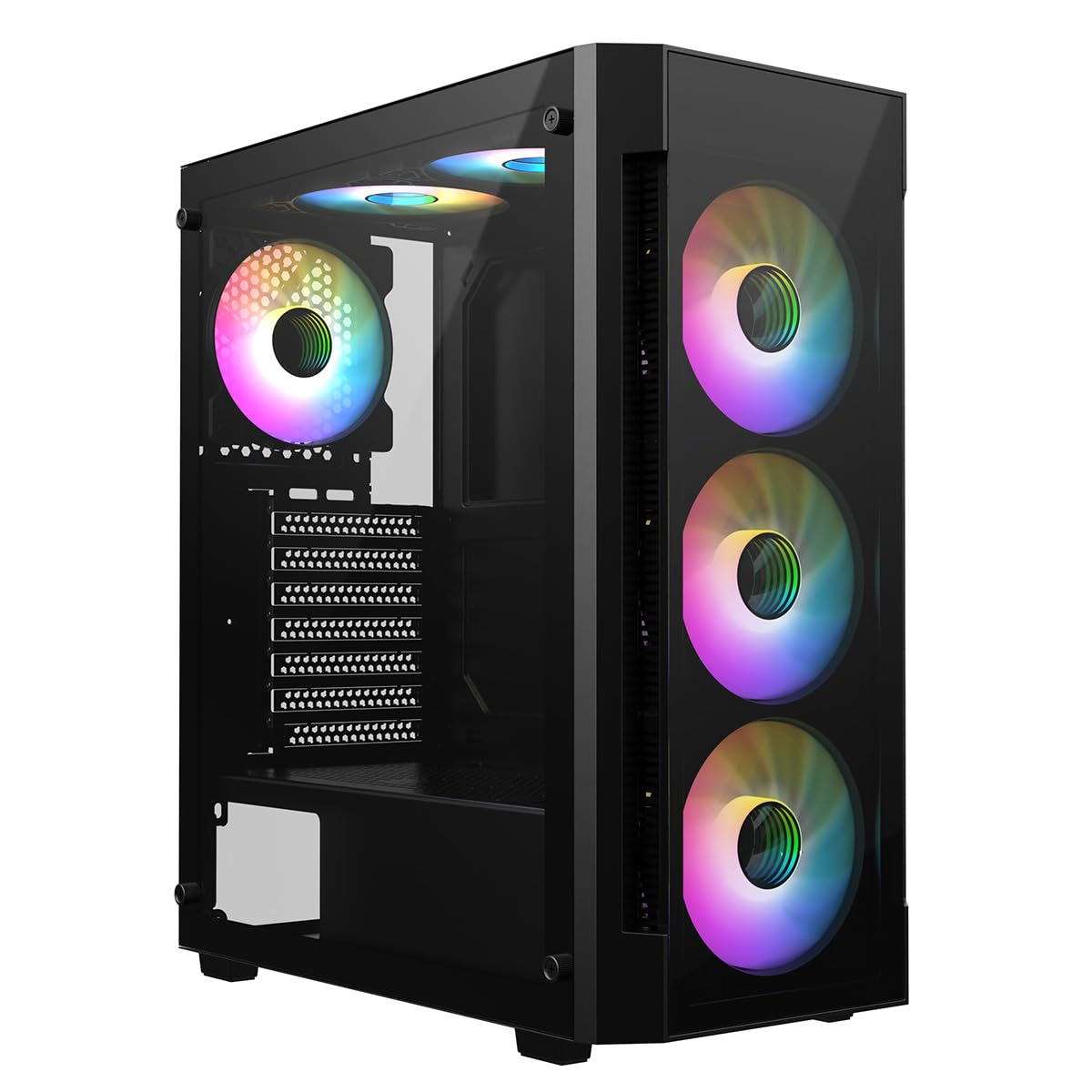 CiT Destroyer Black Mid-Tower PC Gaming Case ATX with 2 x Tempered ...