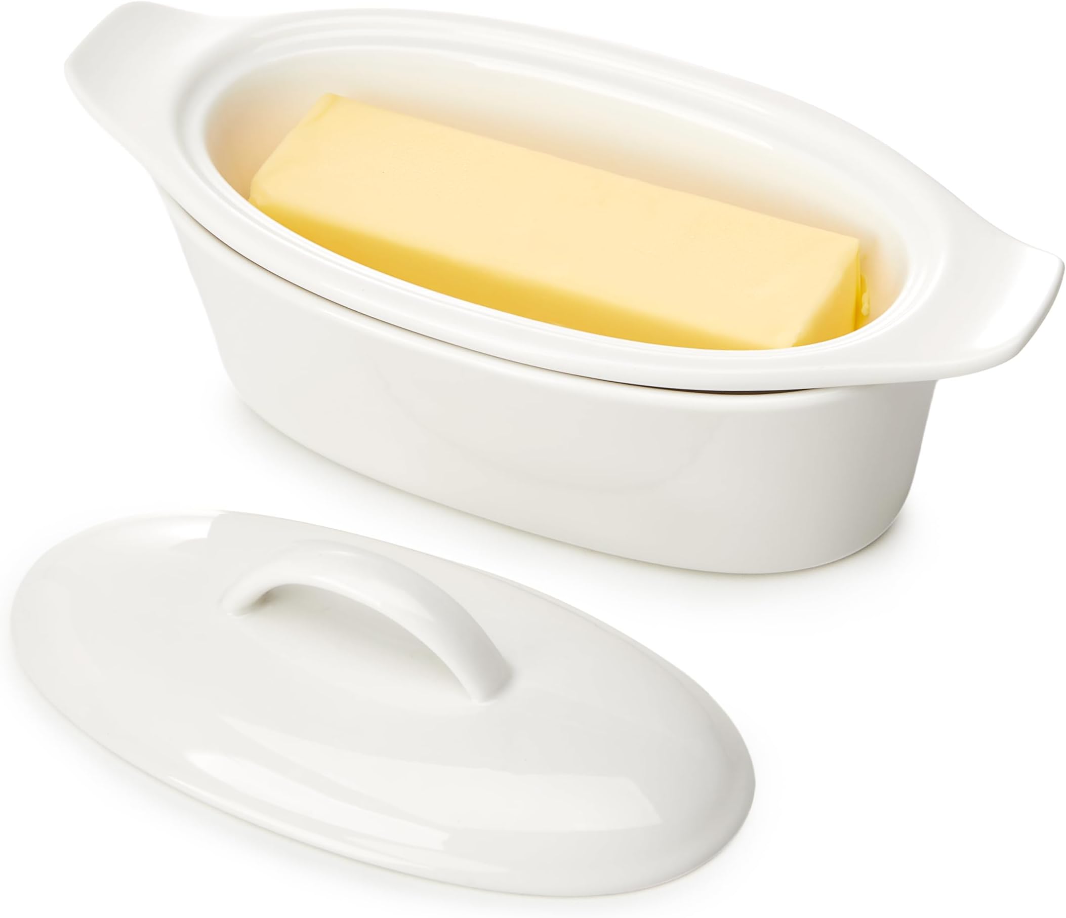 Amazon.com | Butter Dish with Lid for Countertop - Porcelain White ...