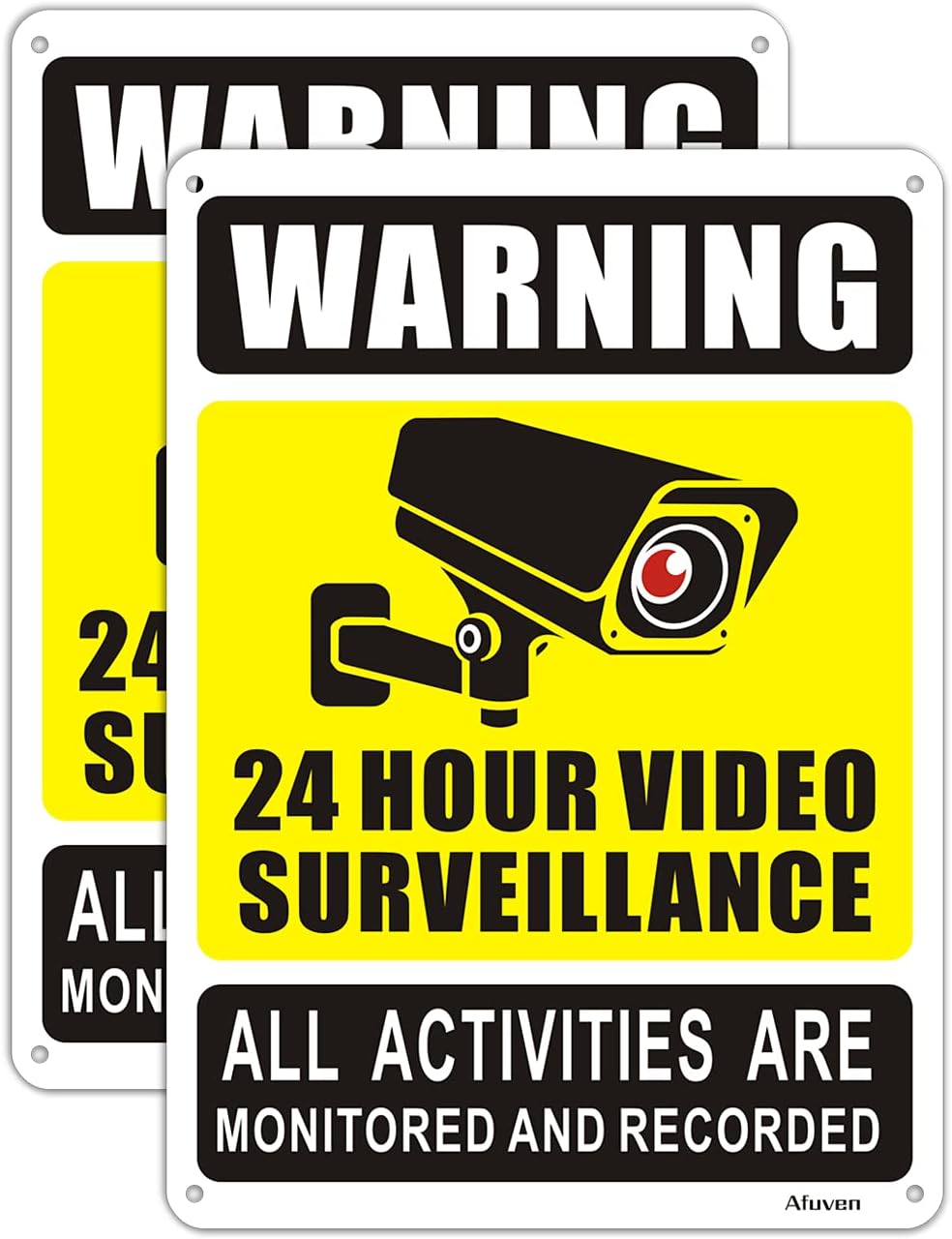 2 Pack Surveillance Warning Safety Sign CCTV Security Camera Signs ...