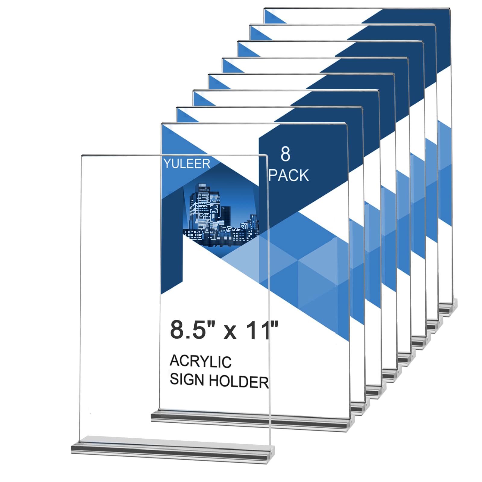YULEER 8.5x11 Acrylic Sign Holder 8 Pack, Clear Plastic Paper Sign ...