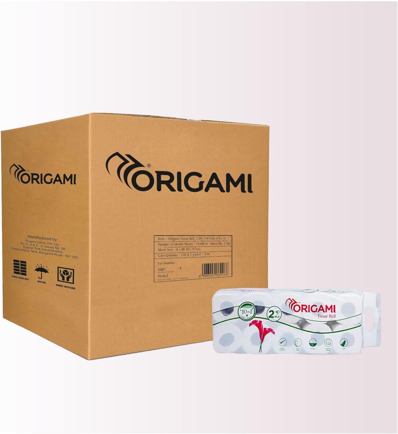 Origami Tissue Rolls 2 Ply - 10 x 1 (230 Pulls Per roll x 10) Total ...