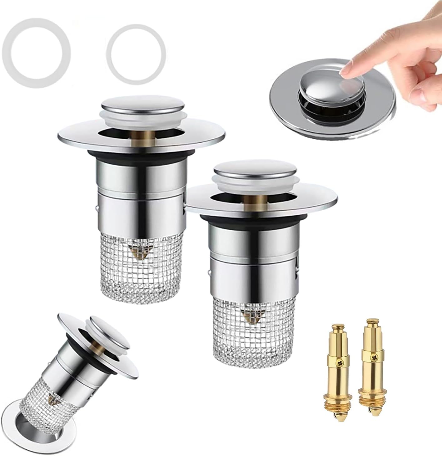 Amazon.com: LECROOOI Bathroom Sink Stopper Hair Catcher, Pop Up Sink ...