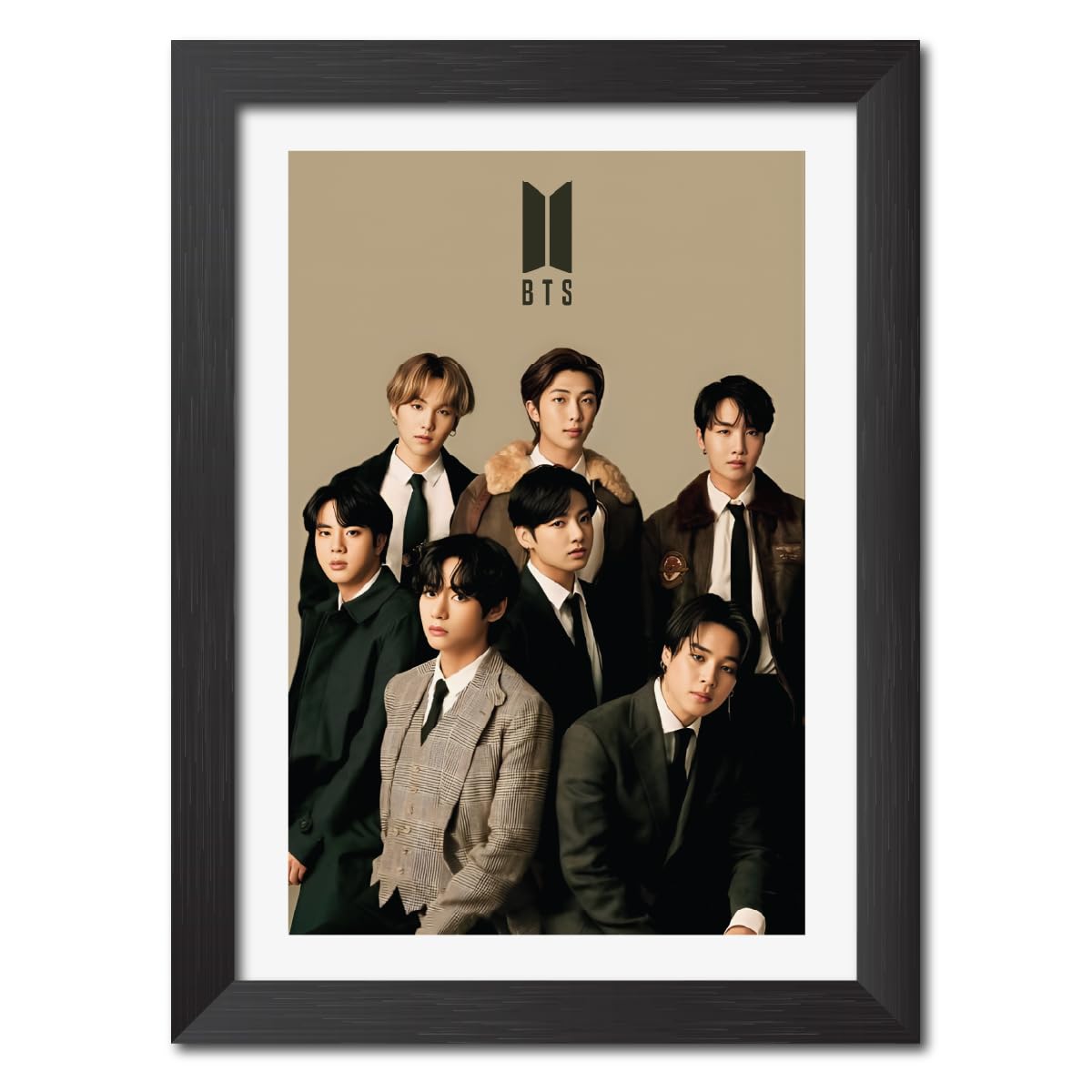 inspire TA BTS Poster Bangtan Boys Music Band Paintings Wall Frames, Laminated Poster With Black ...