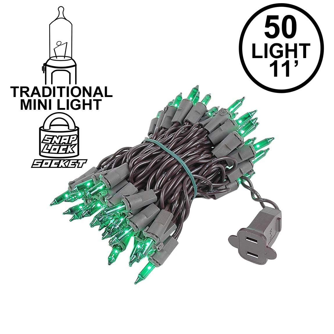 Light Green Mini Light Strings 70 Light C6 True Twinkle LED Christmas