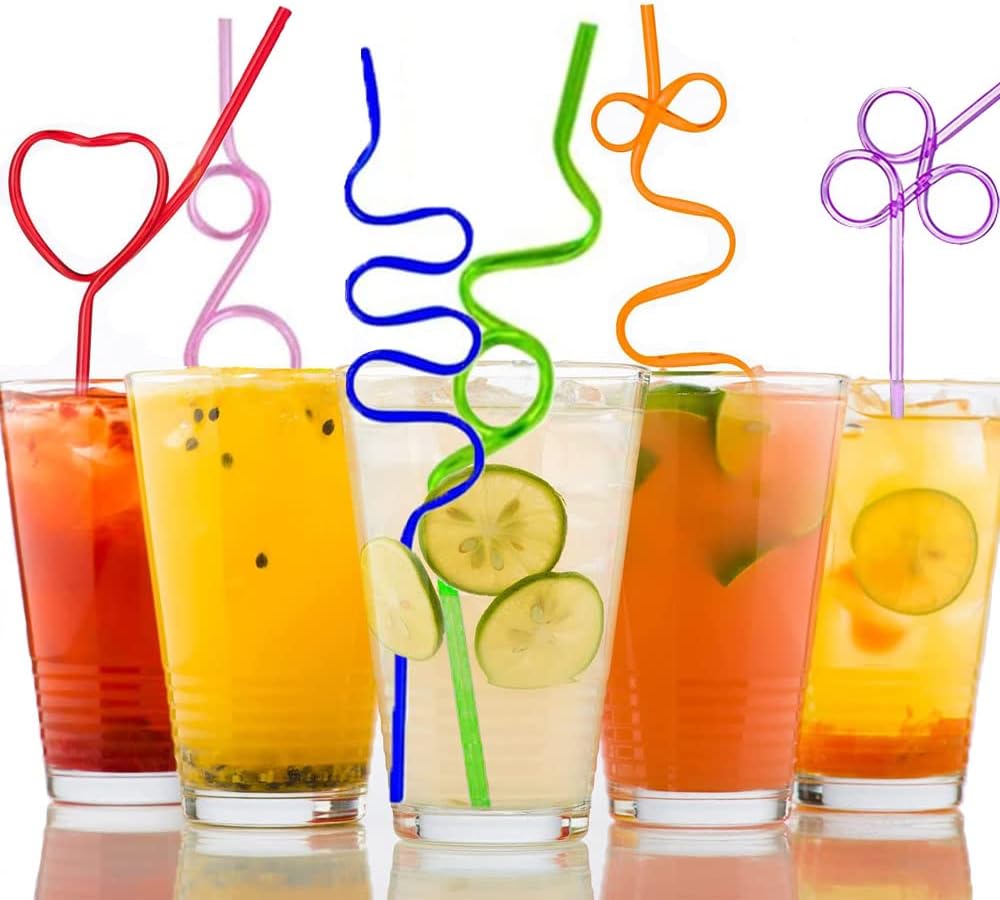 Amazon.com: Heatoe 40 pcs Crazy Loop Straws Recyclable Drinking Straws ...