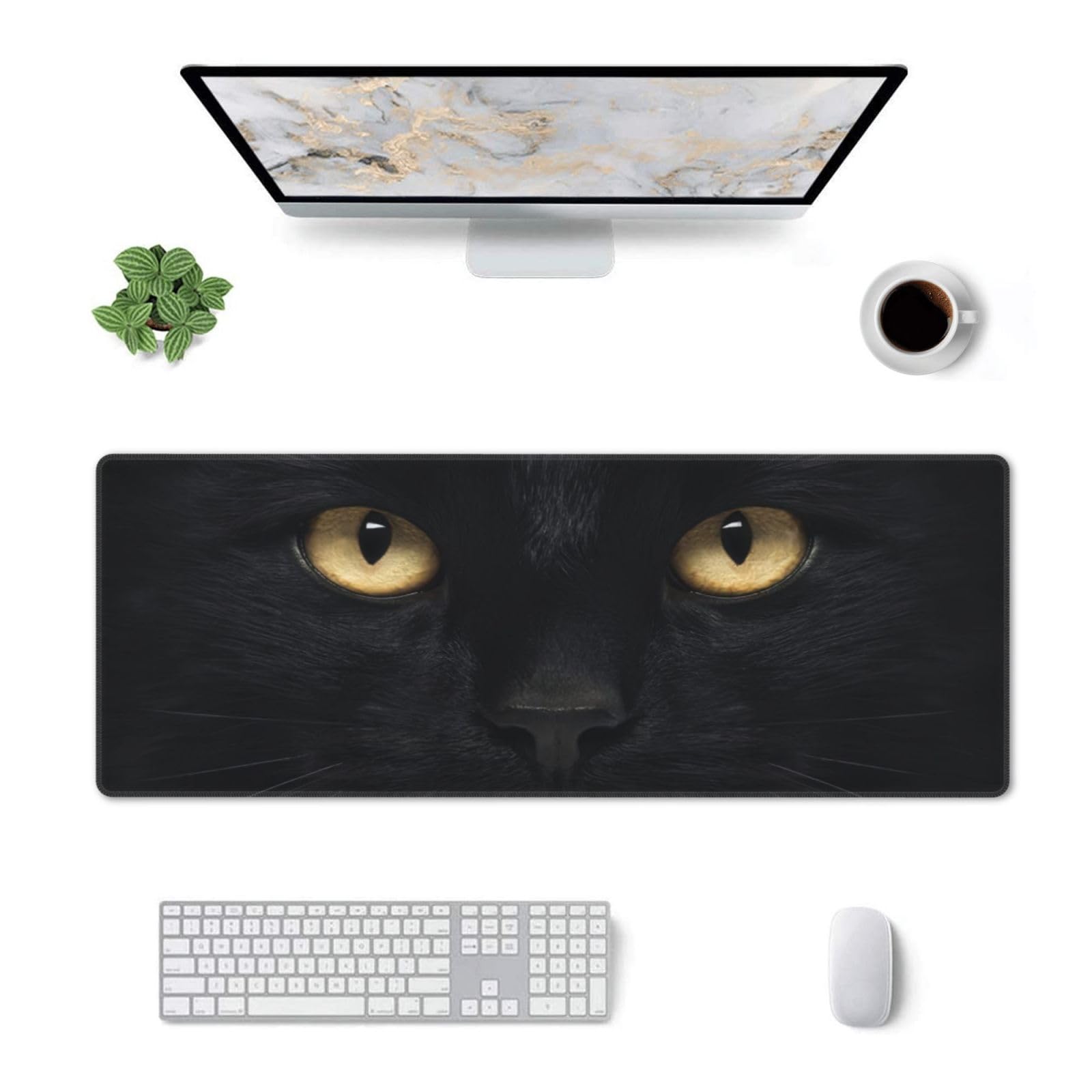 Amazon.com : Black Cat Mouse Pad Gaming Large Desk Mat XXL Mousepad for ...
