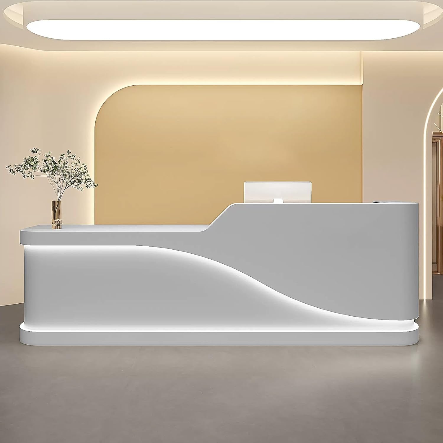 Amazon.com: HYNNAR Company Reception Desk - Arc-shaped Design & Custom ...