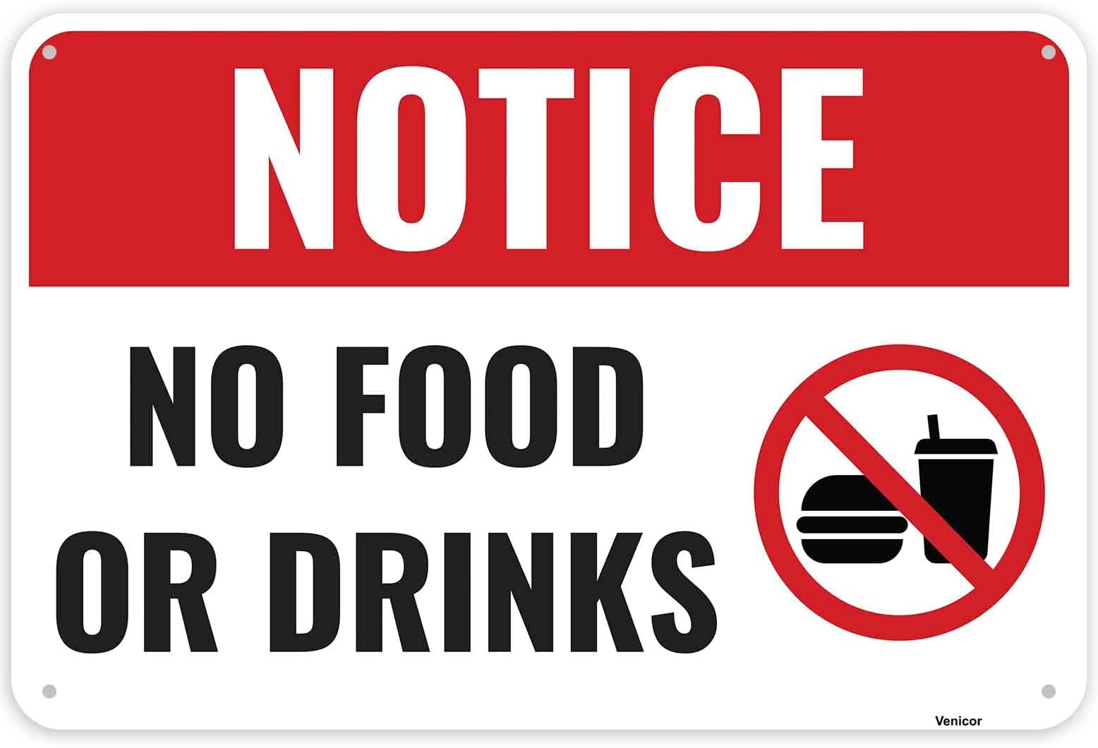 1PC No Food Or Drinks Sign, 12 x 8 Inches - Aluminum - No Outside Food ...