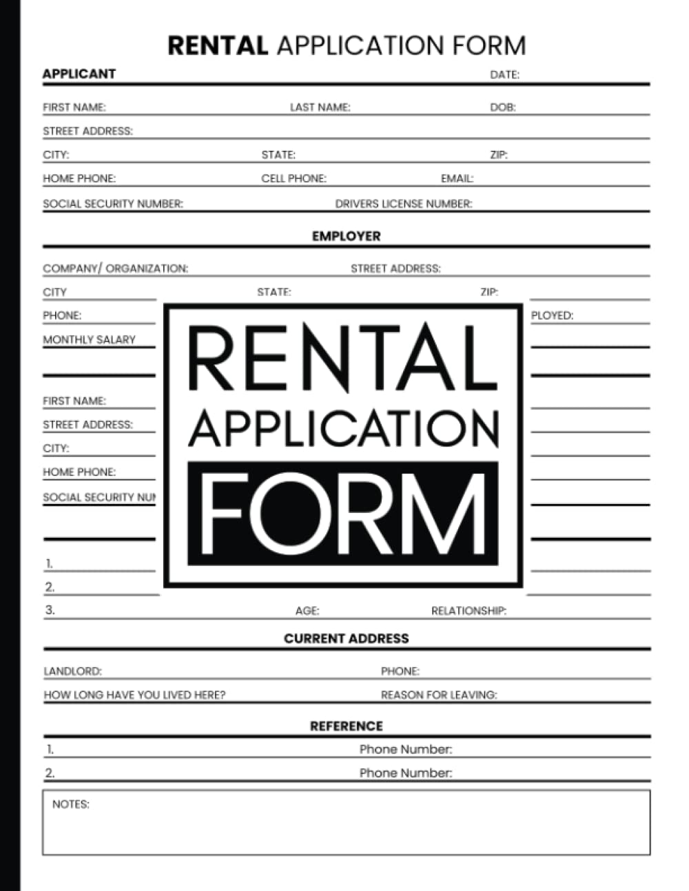 Rental Application Form Book: Lease Agreement For Rental Property ...