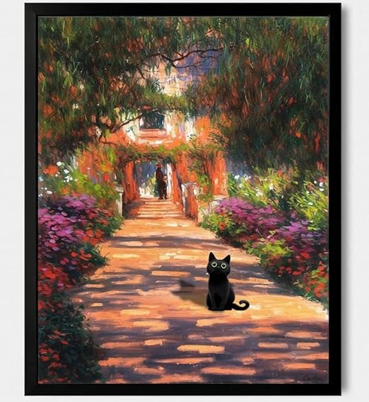 Amazon.com: Hamduker Garden Black Cat Wall Art Pictures Funny Preppy ...