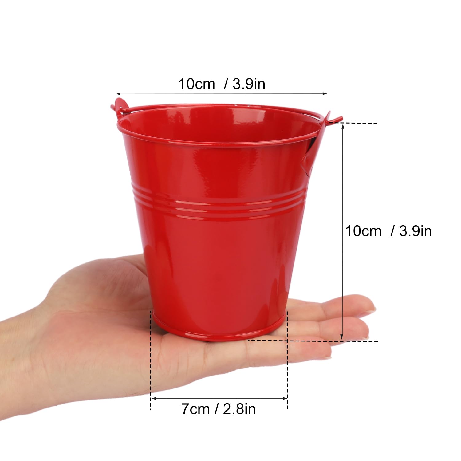 Snapklik.com : 15 Pack 4 Inch Red Iron Pail, Metal Buckets
