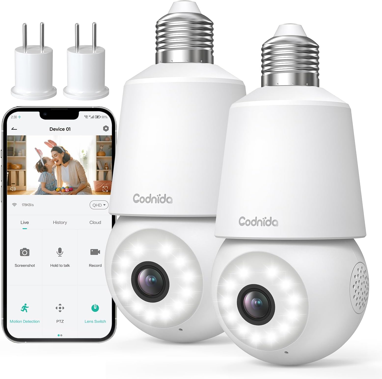 VEEZOOM 2K Ampoule Camera Surveillance WiFi, IP Caméra Ampoule ...
