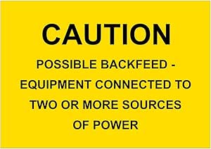 Amazon.com : NEC Possible Backfeed Two Sources Engraved Sign EGRE-13265 ...