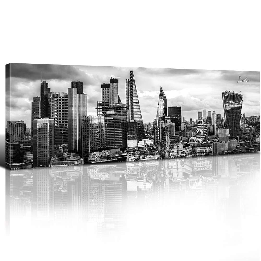 London Skyline At Night Black And White